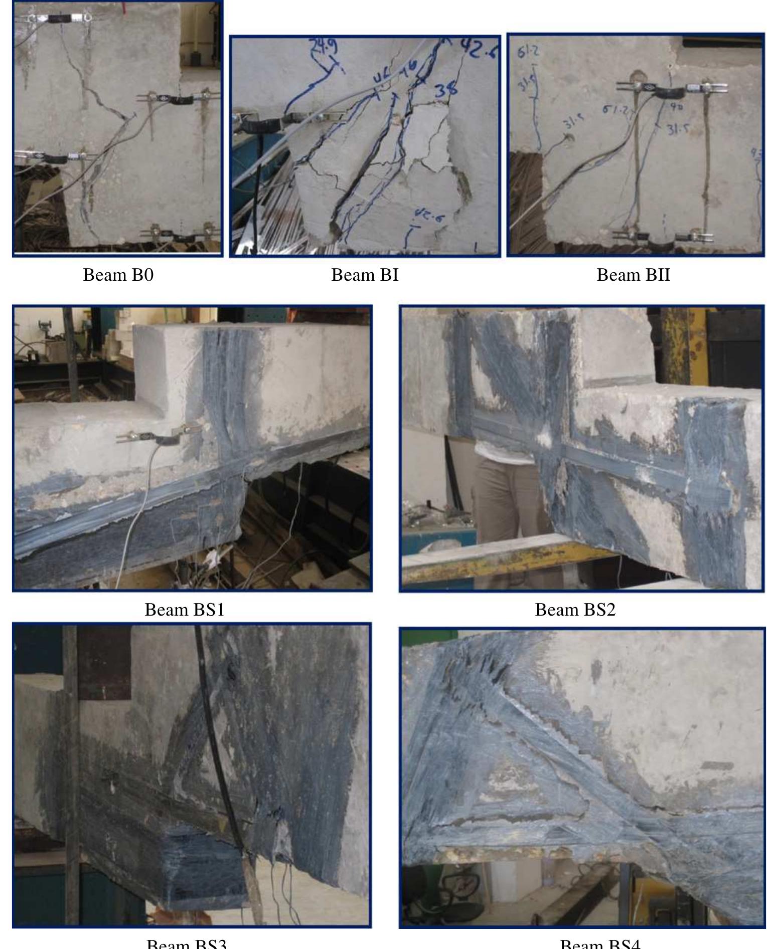 Failure modes of all beams.
