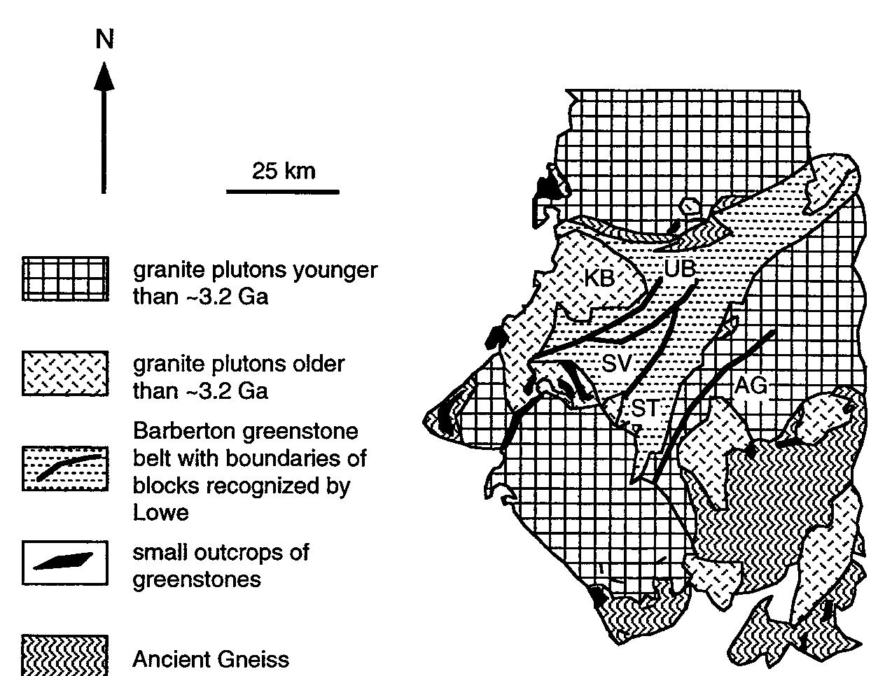 E.1. map of barberton mountain region (adapted from