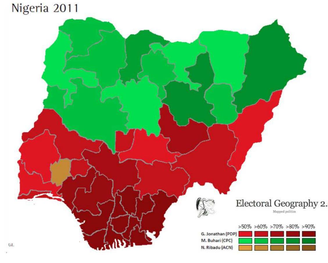 Nigerian geo-political map 2011