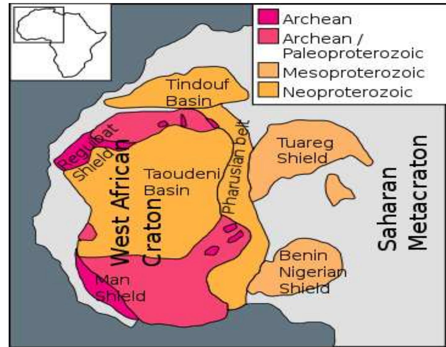 B: geologic map of the west african craton