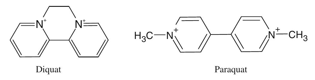Chemical structures of diquat and paraquat for the