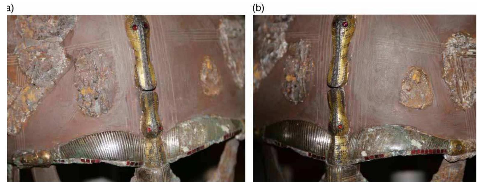 (a) and (b) the eyebrows of the sutton hoo helmet and the