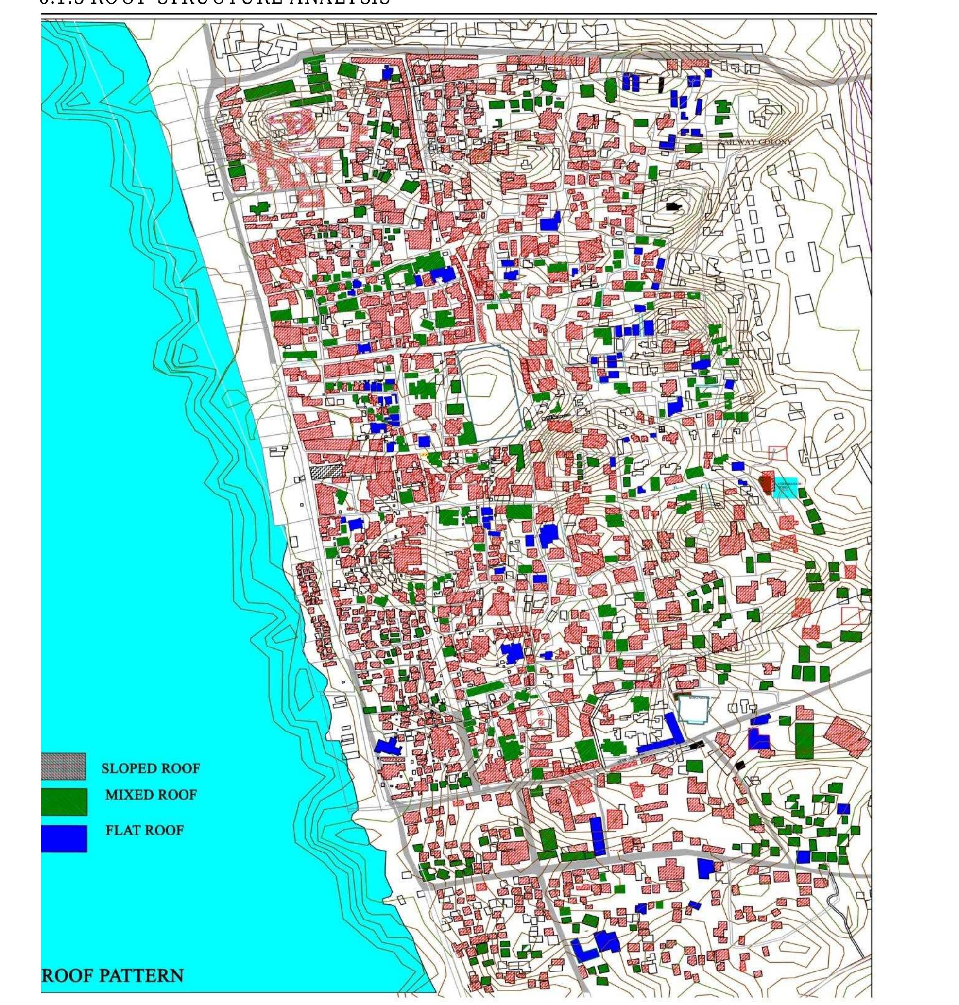 This analysis map shows the roof structure of the built