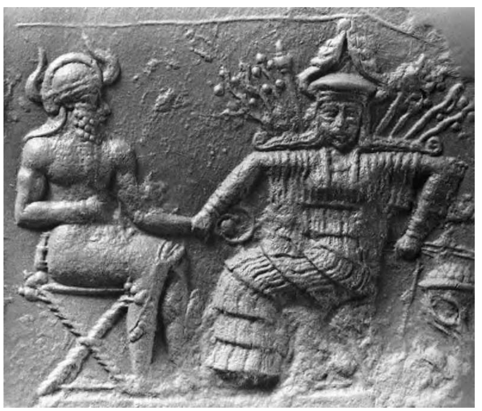 1. naram-sin shown in same position as ishtar. after aruz