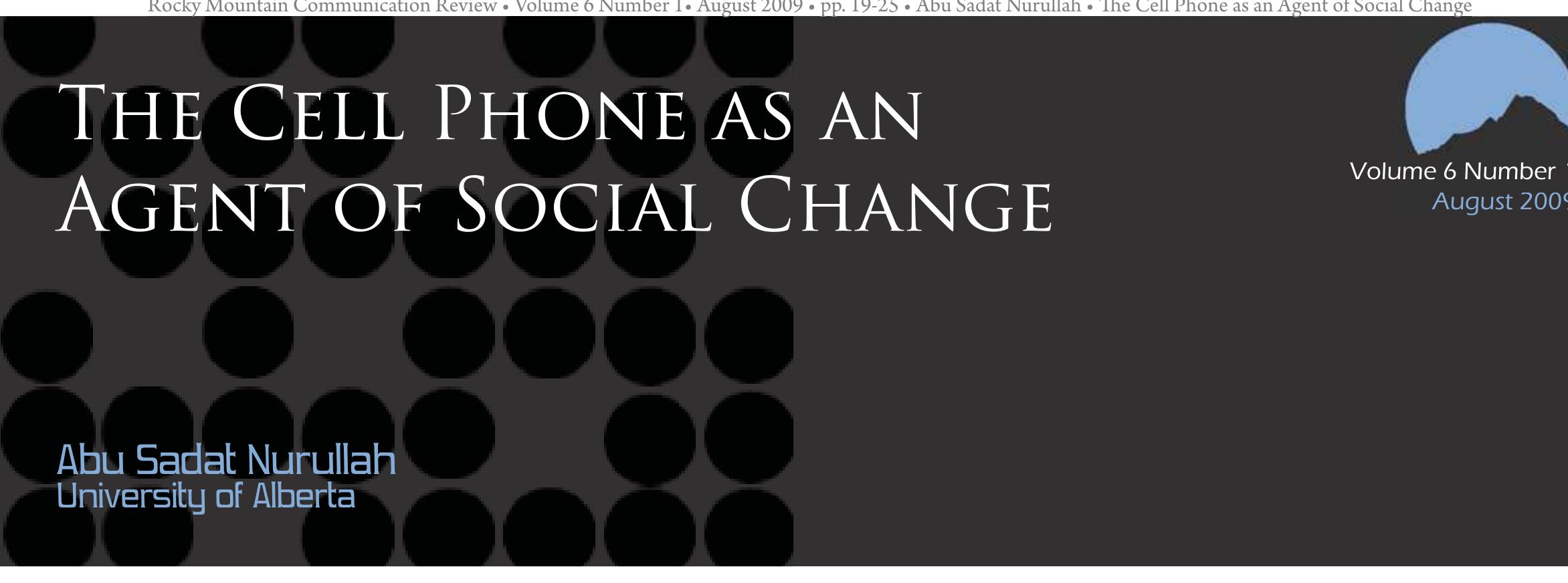 (PDF) The Cell Phone as an Agent of Social Change