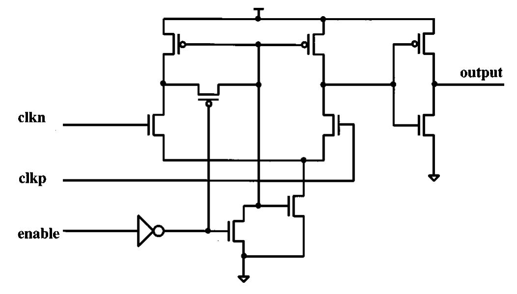 Differential clock input buffer schematic drawing.
