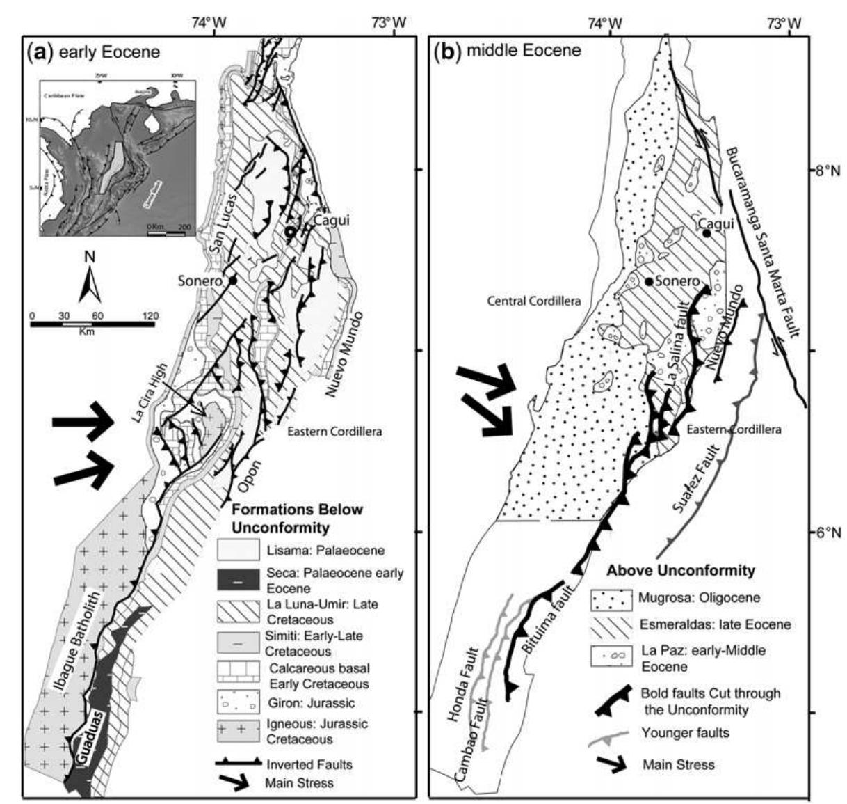 (a) early eocene subcrop map of the middle magdalena valley