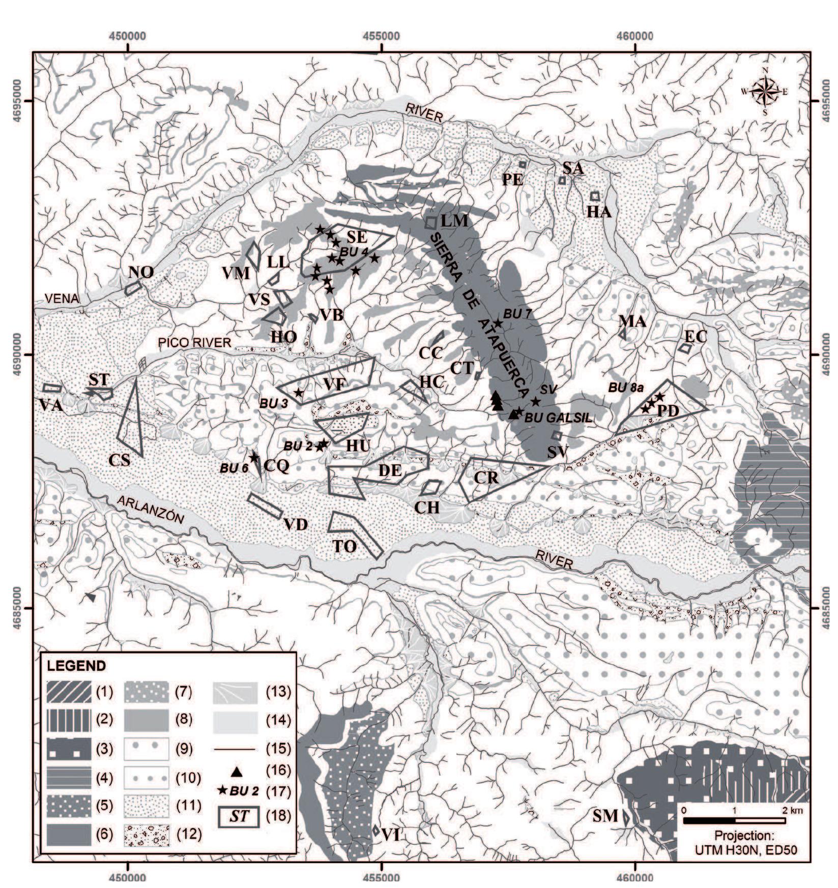 Geomorphological map of the study area (1): cambrian