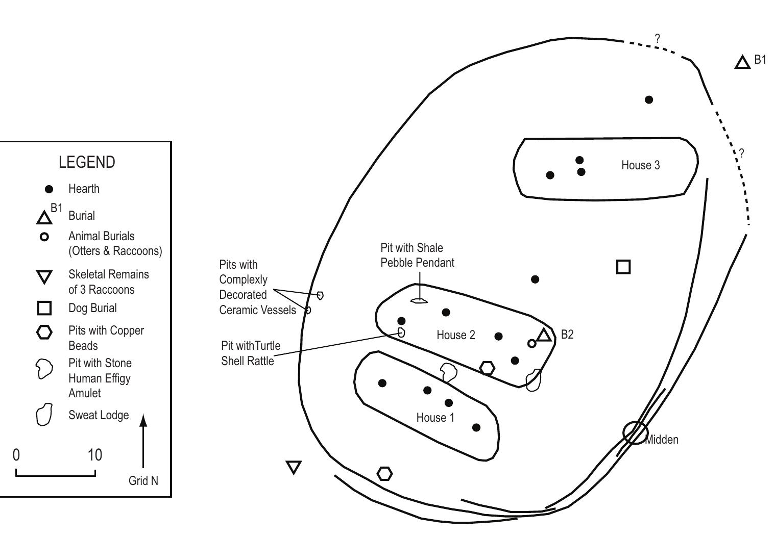 Interpretive map of the praying mantis site. south side wall