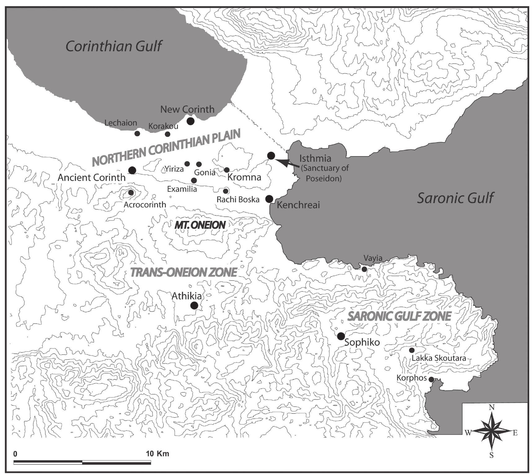 Map of the eastern corin- thia, showing sites mentioned in