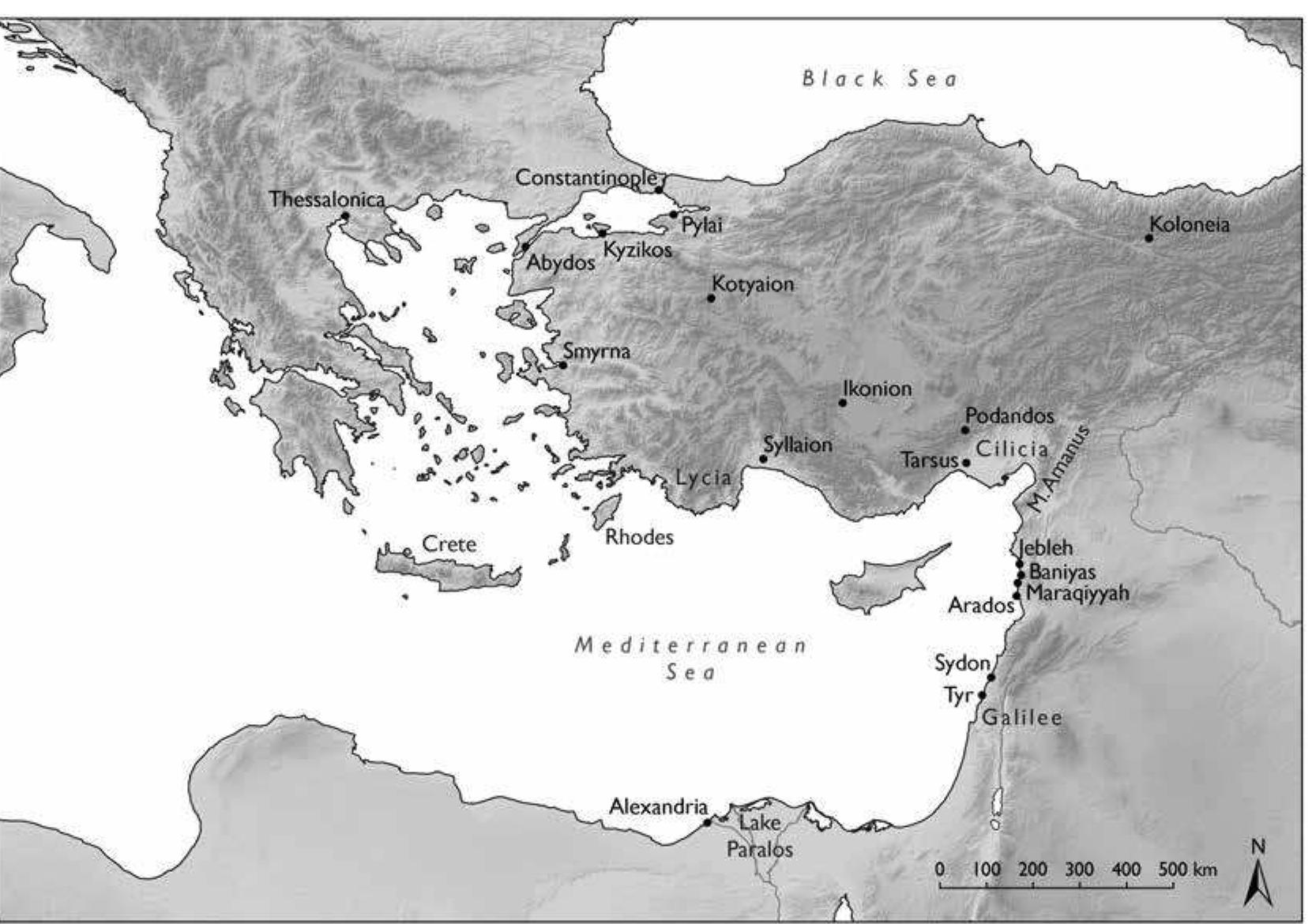 Main places mentioned in the text.