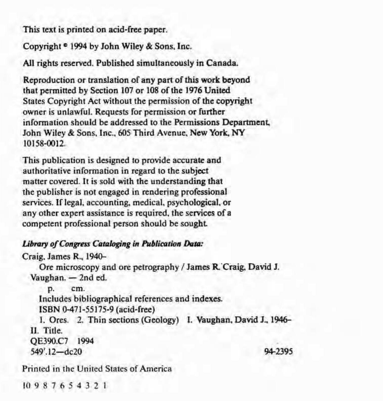Figure 2 - Ore microscopy by Craig and Vaughan