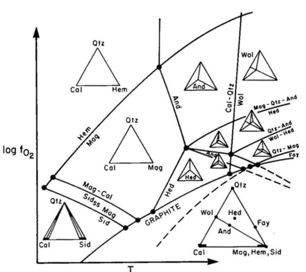 31 schematic, low-pressure, isobaric log f o.-t diagram for