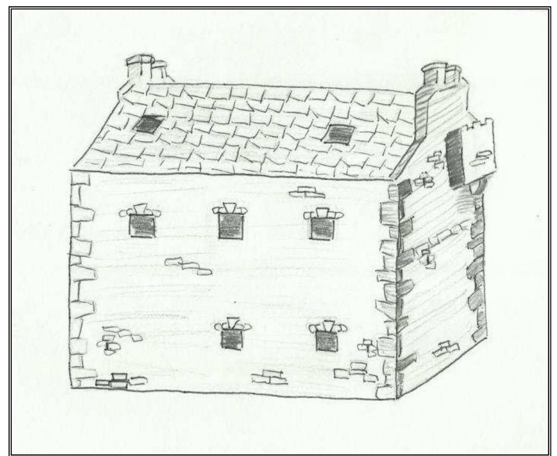 Reconstruction of the south facing walls of the stronghouse
