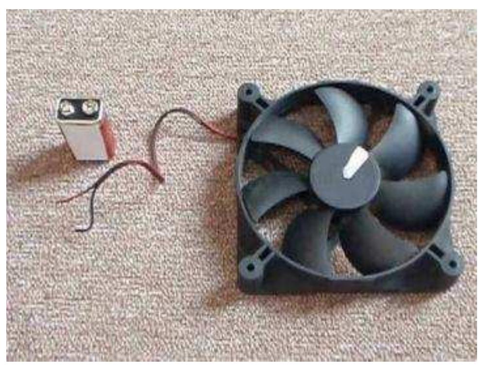 2) small electric motor (example: a dc fan) a simple dc