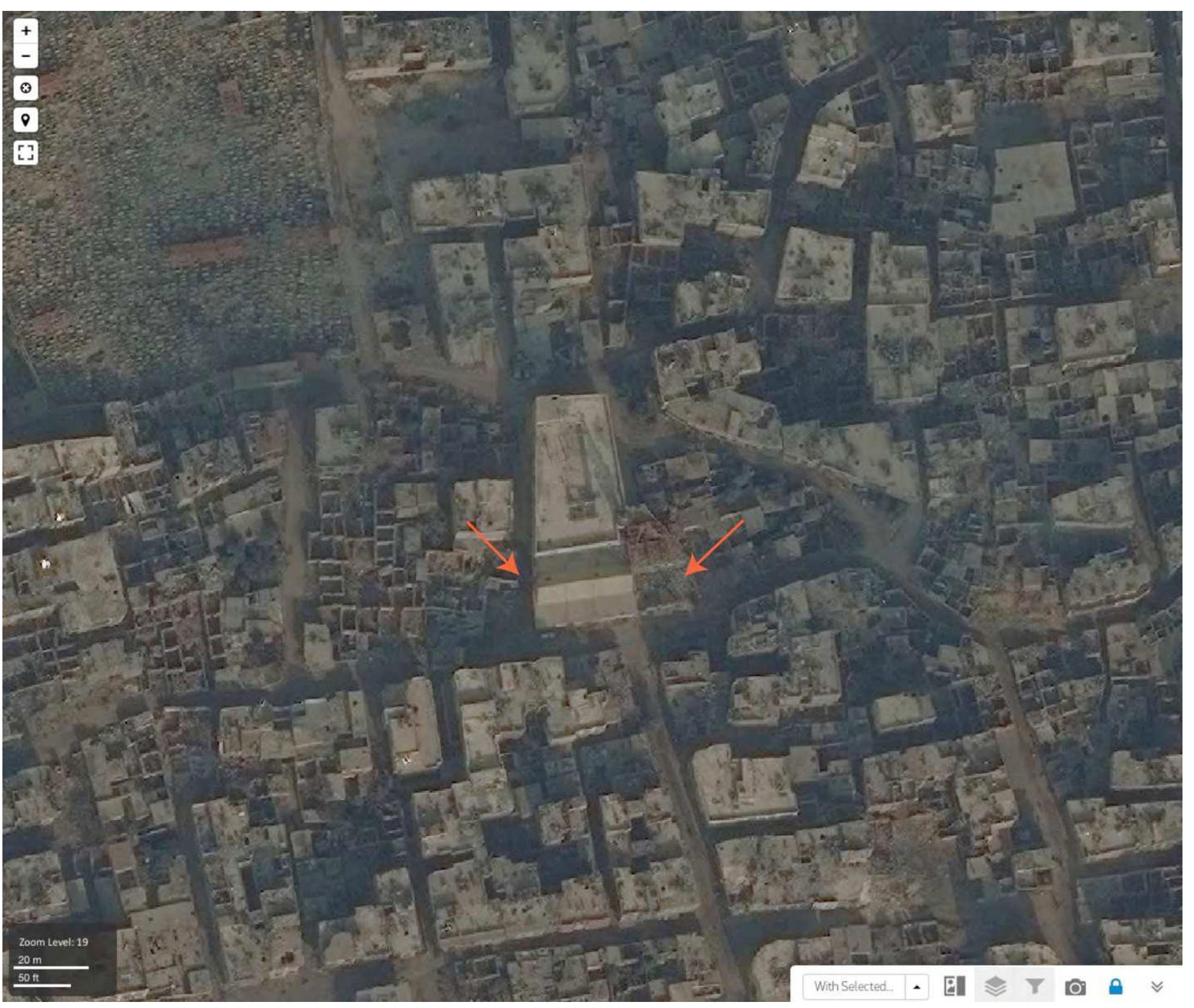 The great mosque of jobar shown in a satellite image taken