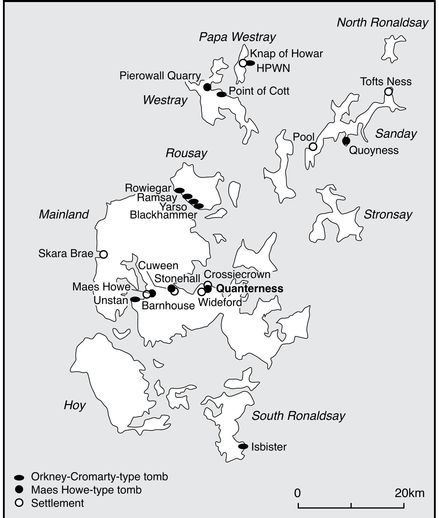 Illus 1 map of orkney showing locations of sites mentioned