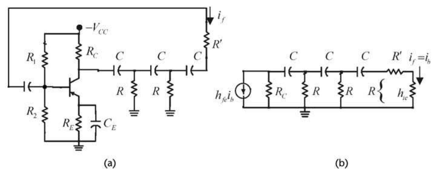 34 (a) a phase-shift oscillator using a bjt amplifier and
