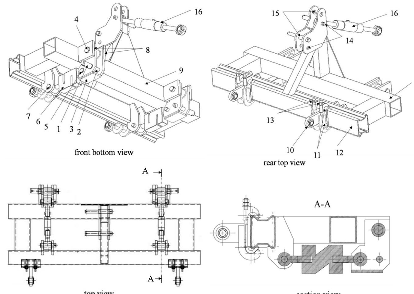 The device is a frame with front and rear three point