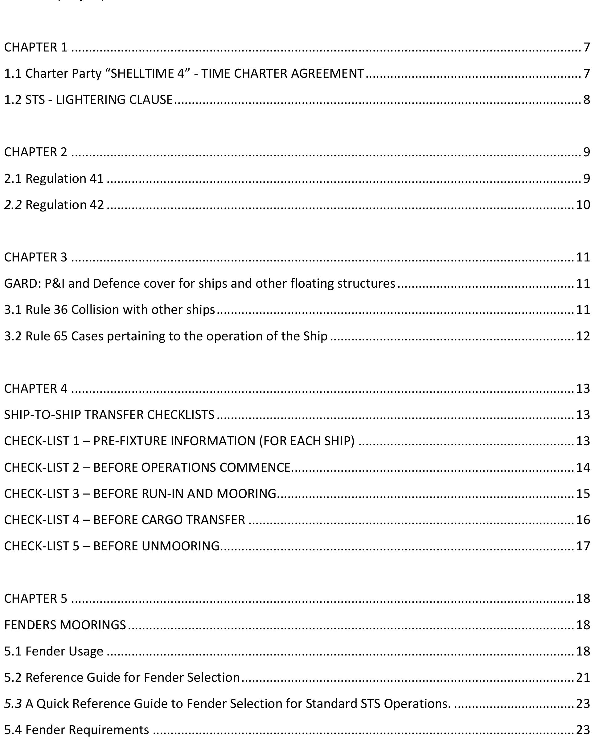 Table 1 - STS Operation, Hypothetical Scenario Project