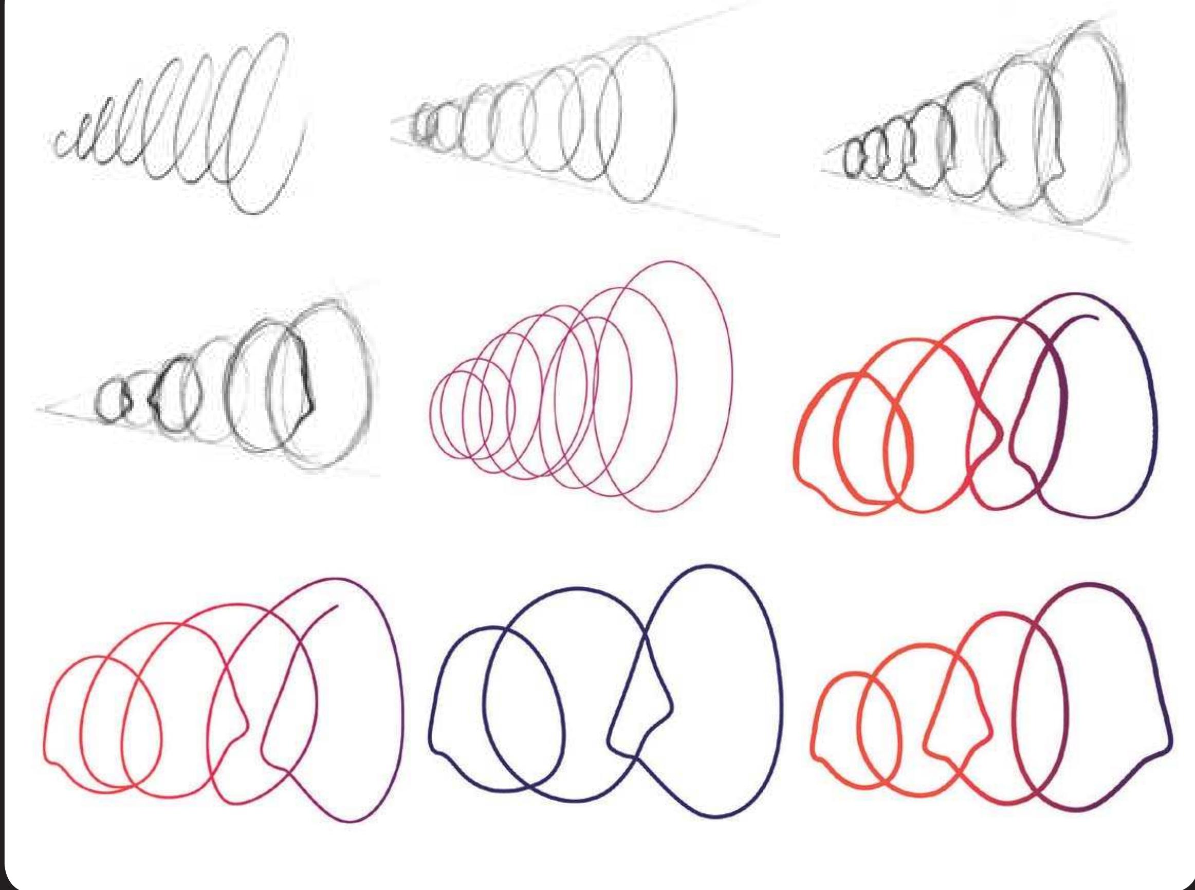 This drafting process reveals the different stages of the