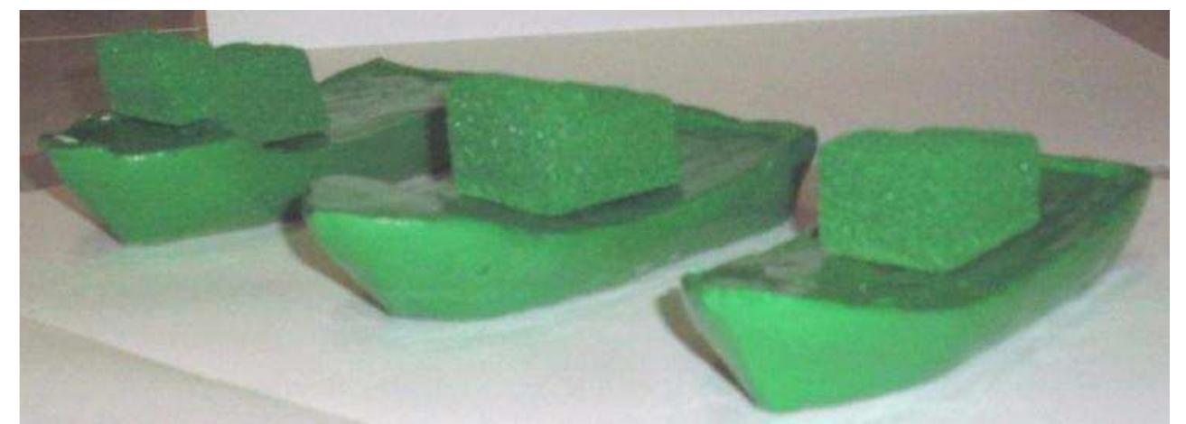 Clay models of class b fishing boats used in questionnaire.