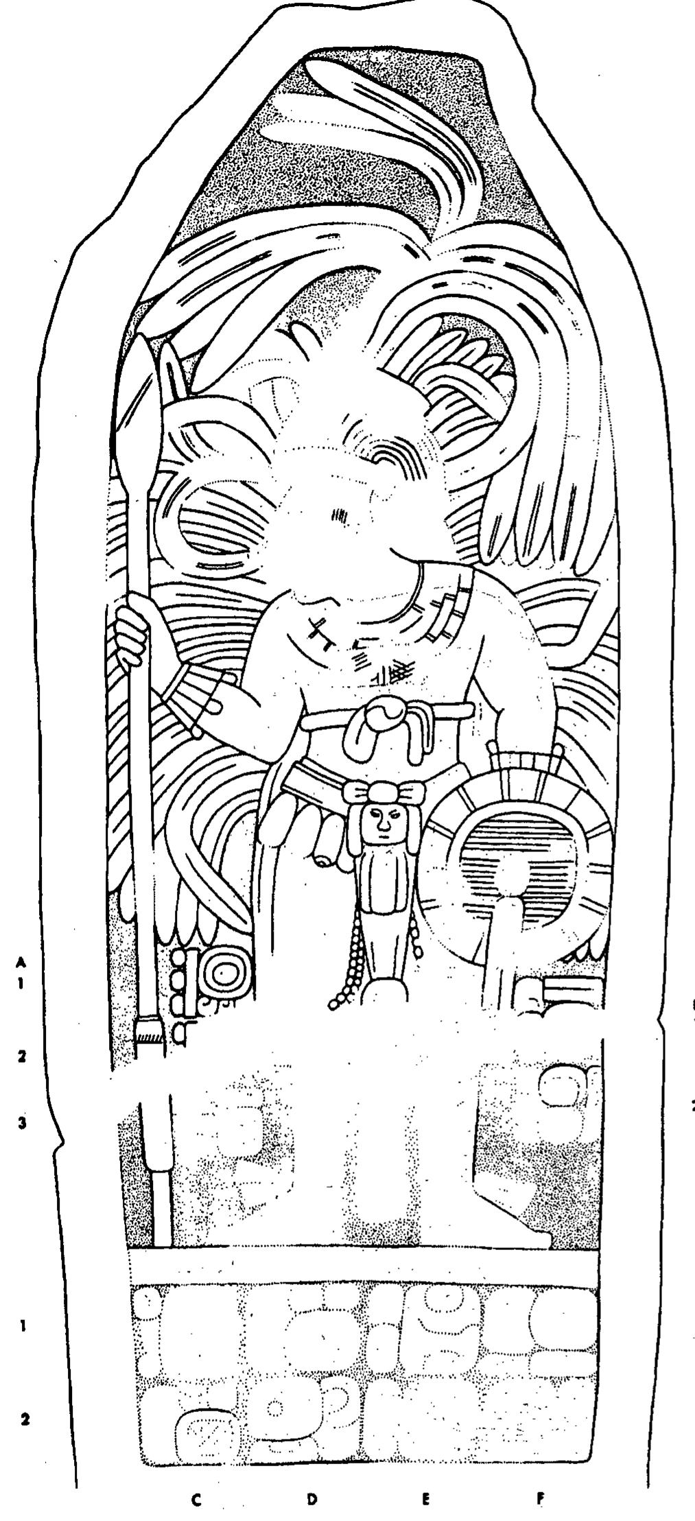 Xunantunich stela 8 (drawing by lan graham, corpus of maya