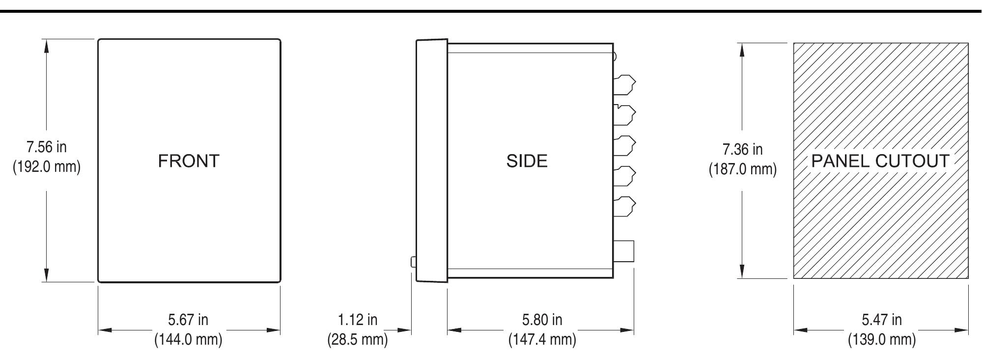 Sel-700g dimensions for rack- and panel-mount models