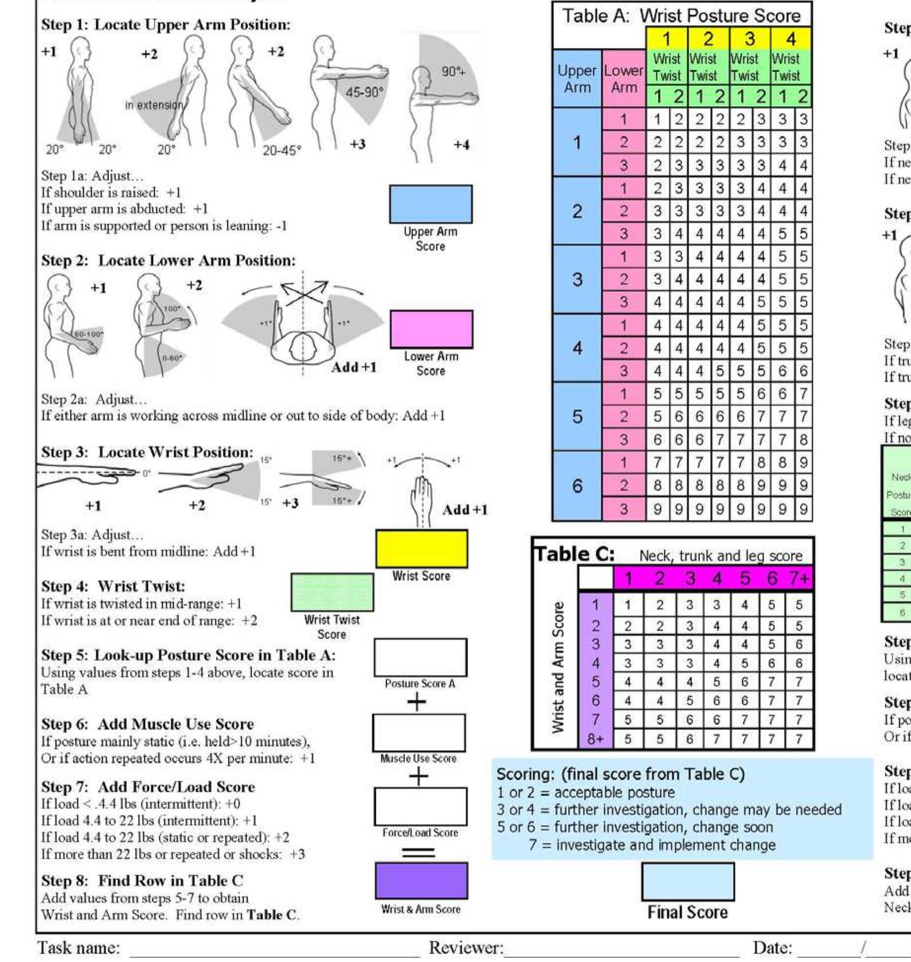 Figure 3 - Ergonomic Evaluation Tools: RULA and REBA