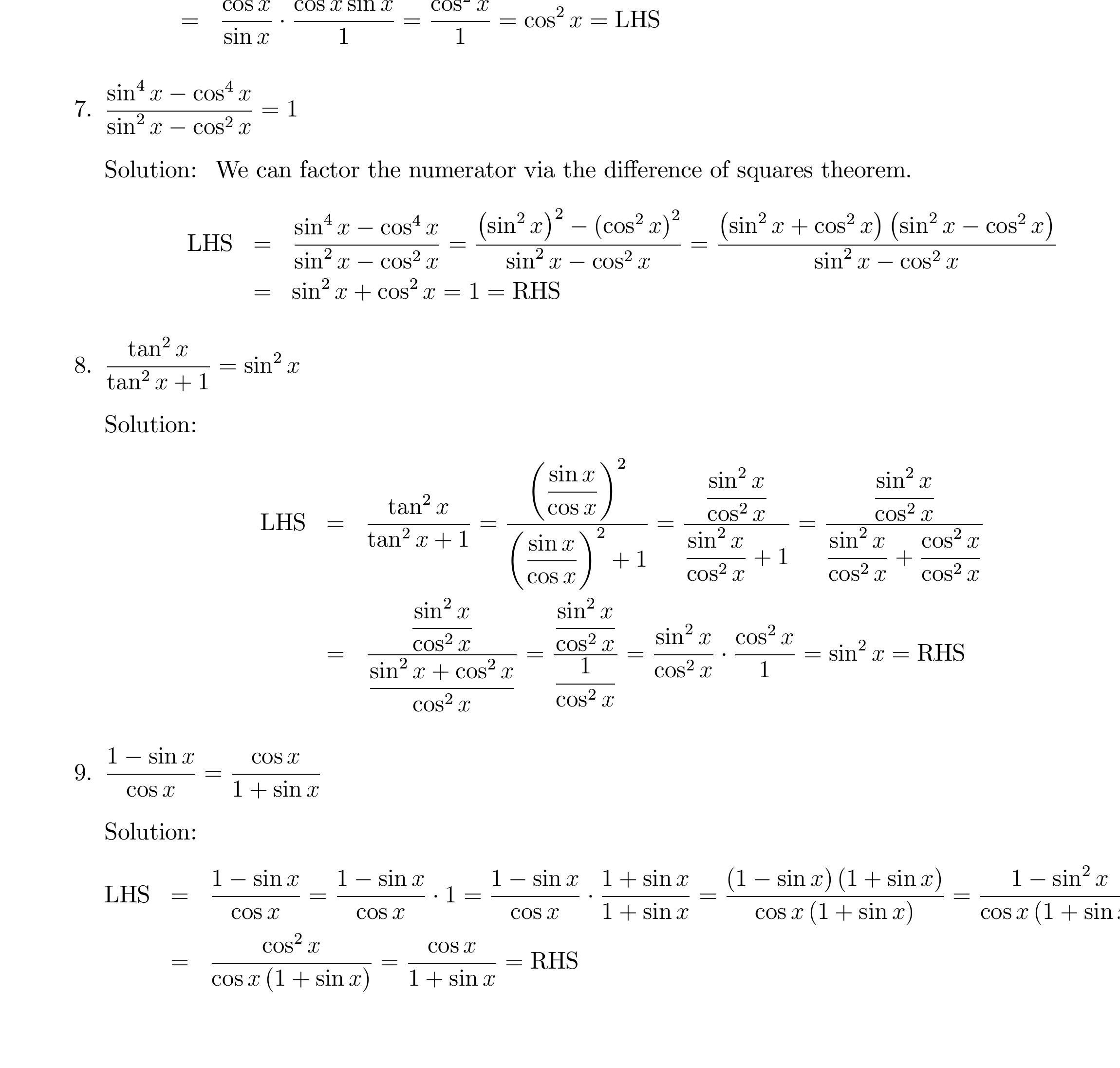 Table 1 - Lecture Notes Trigonometric Identities 1 Sample