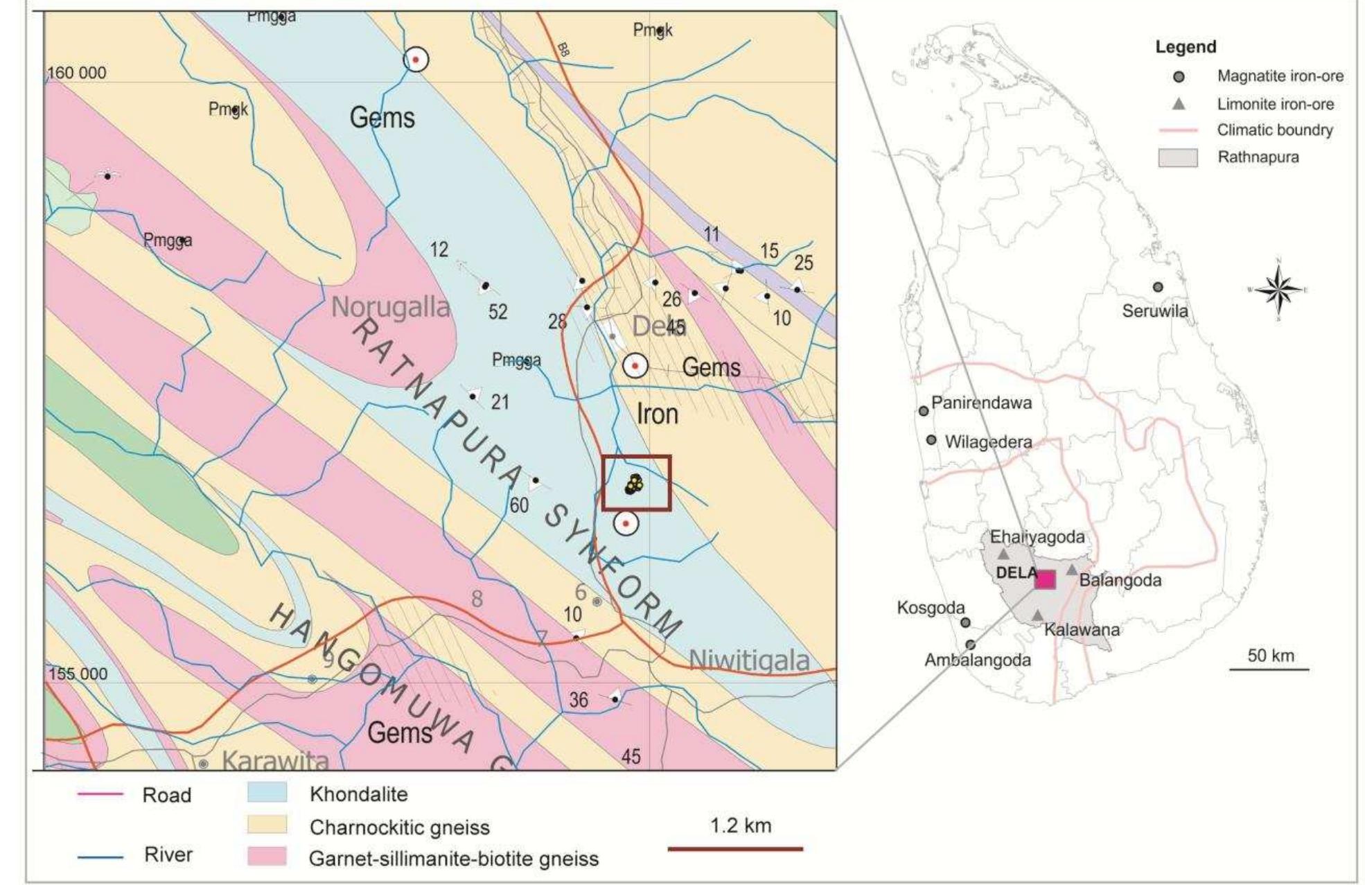 Map showing the geology and location of sampling sites. in