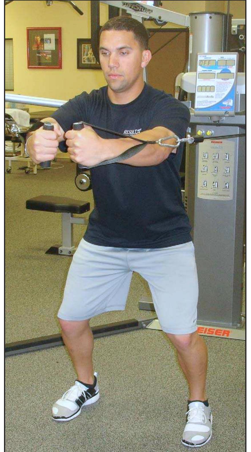 Standing scapular dynamic hug-forward scapular punch (see