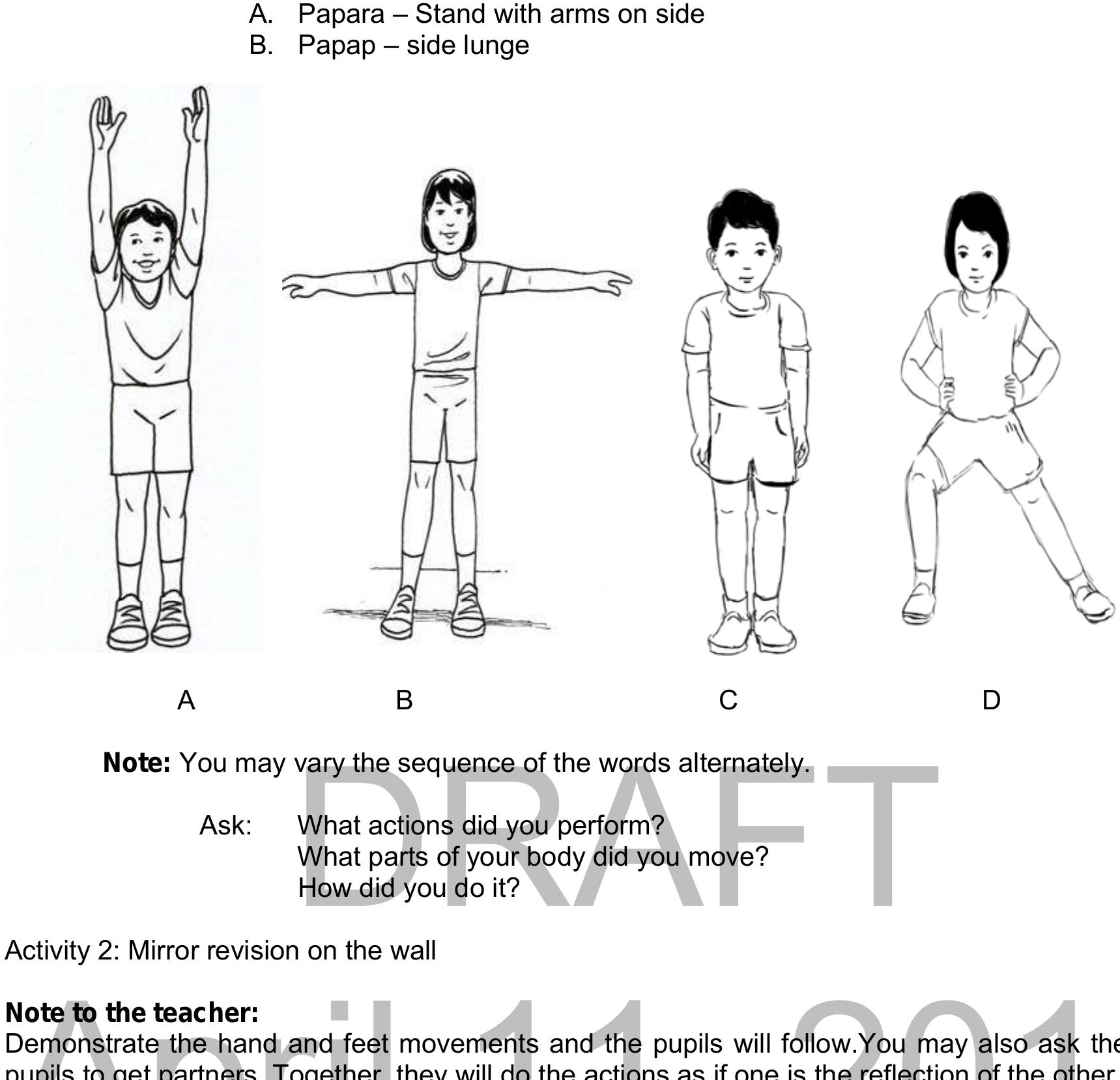 Figure 5 - Lesson 1: BODY SHAPES AND ACTION Time Allotment: