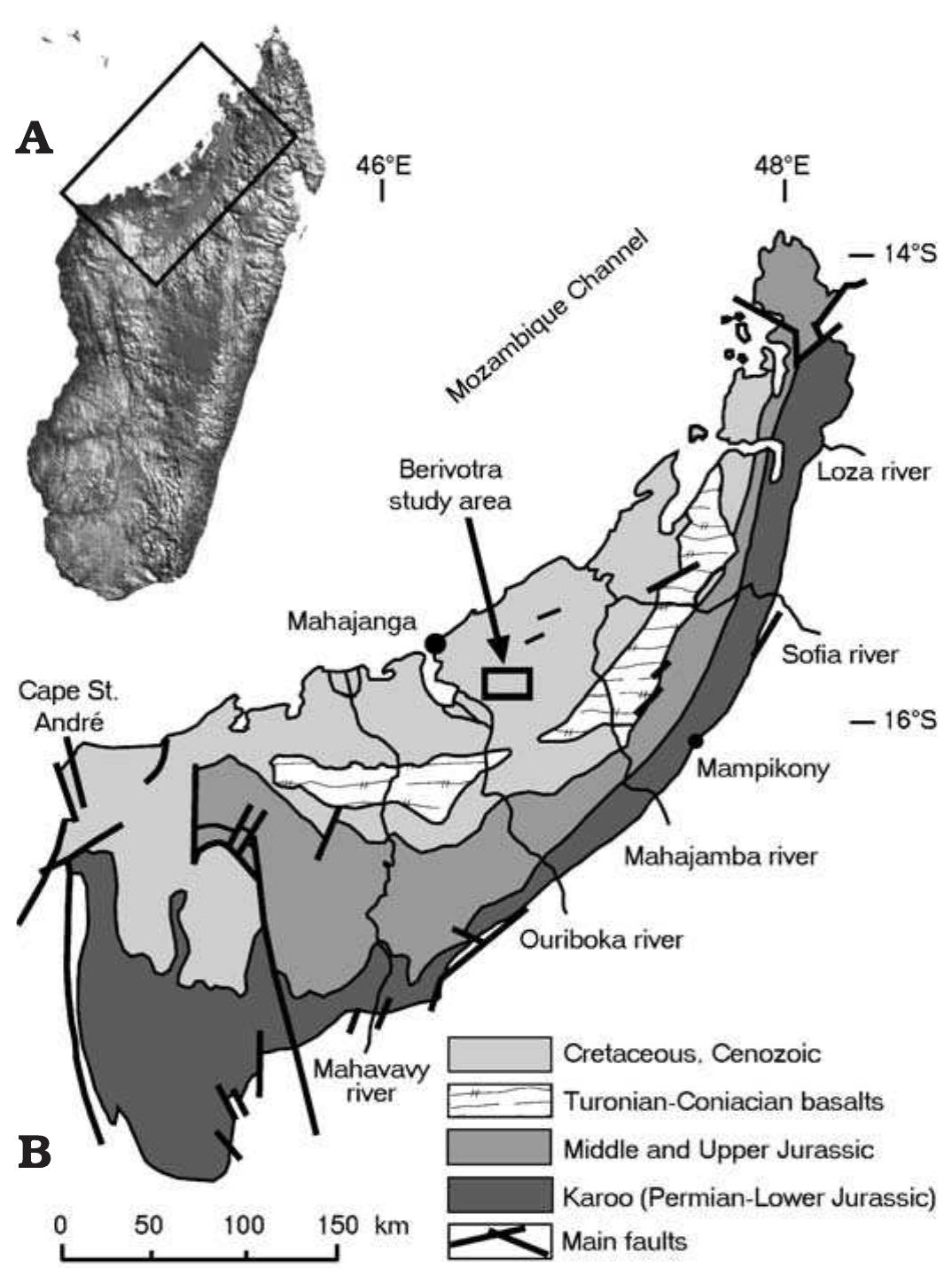 A. map of madagascar showing the position of the mahajanga