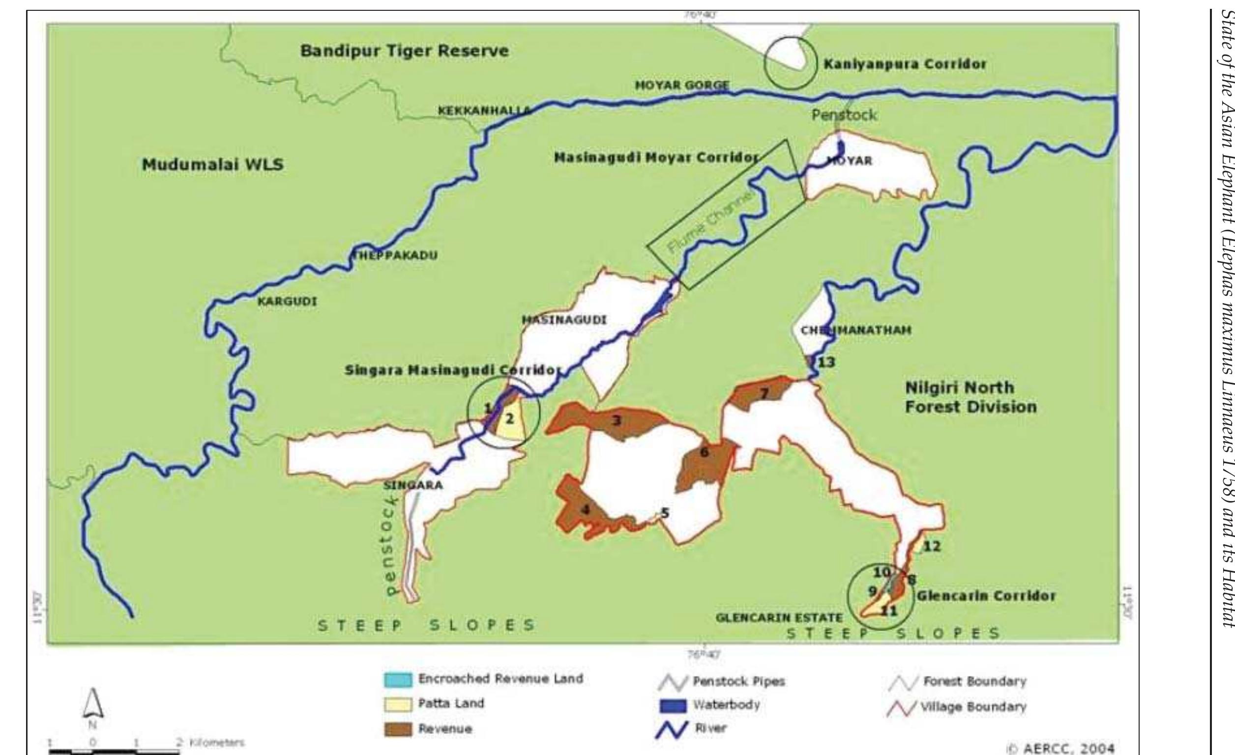 2: map showing the corridors in the nilgiri region of