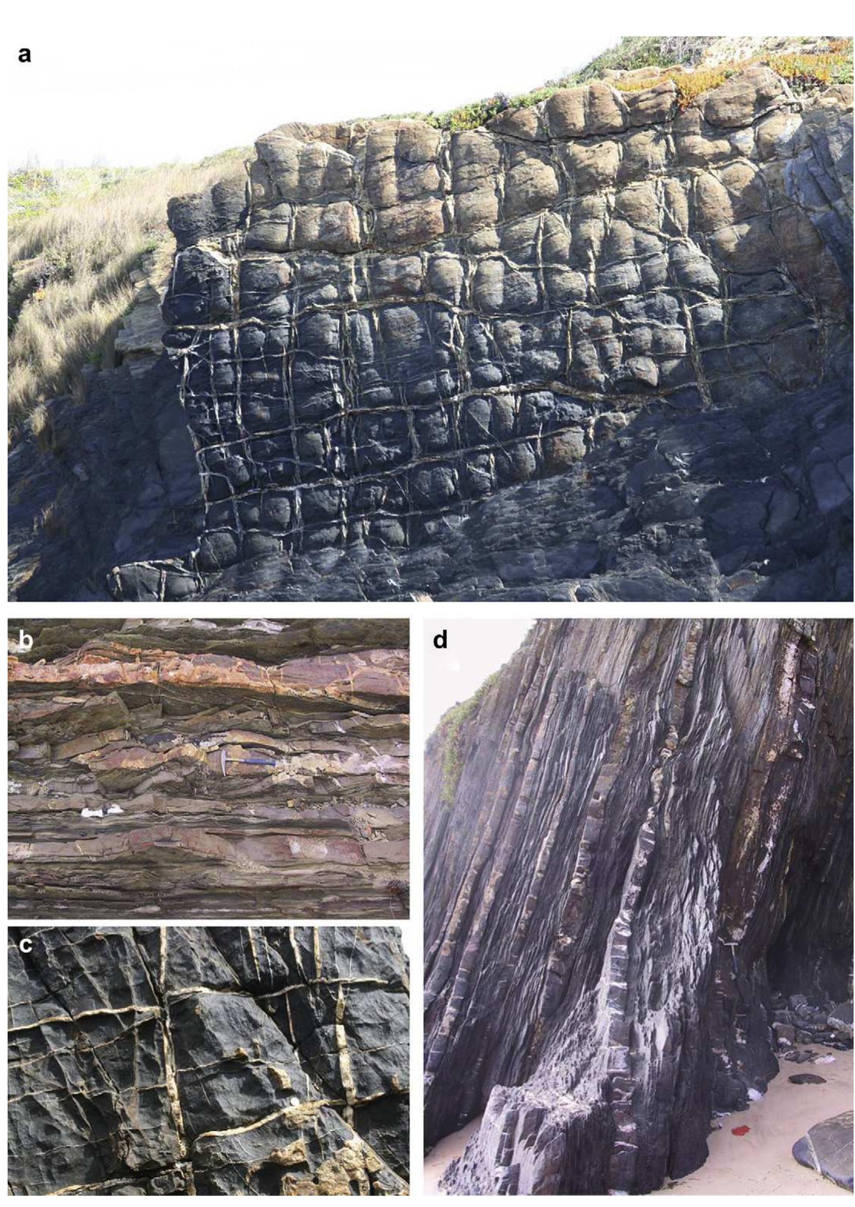 Examples of chocolate-tablet structures in interbedded