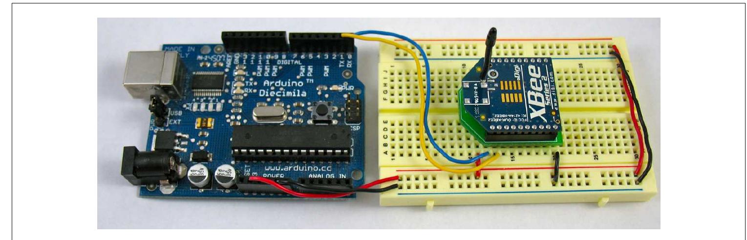 -6. arduino connected to an xbee radio, using a solderless