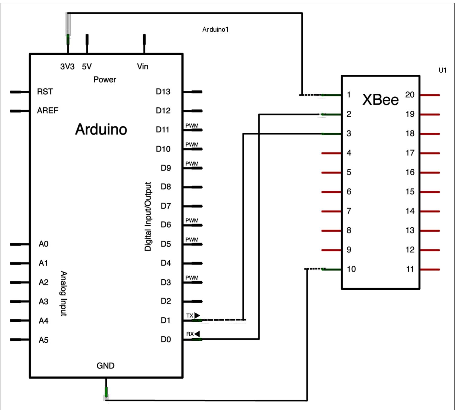 -12. xbee arduino tx/rx connections in schematic view