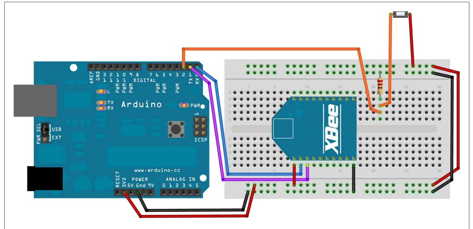 -13. basic doorbell: button system on breadboard. the button