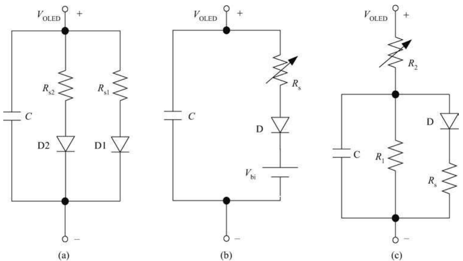 Three kinds of oled simplified model. (a) double-diode