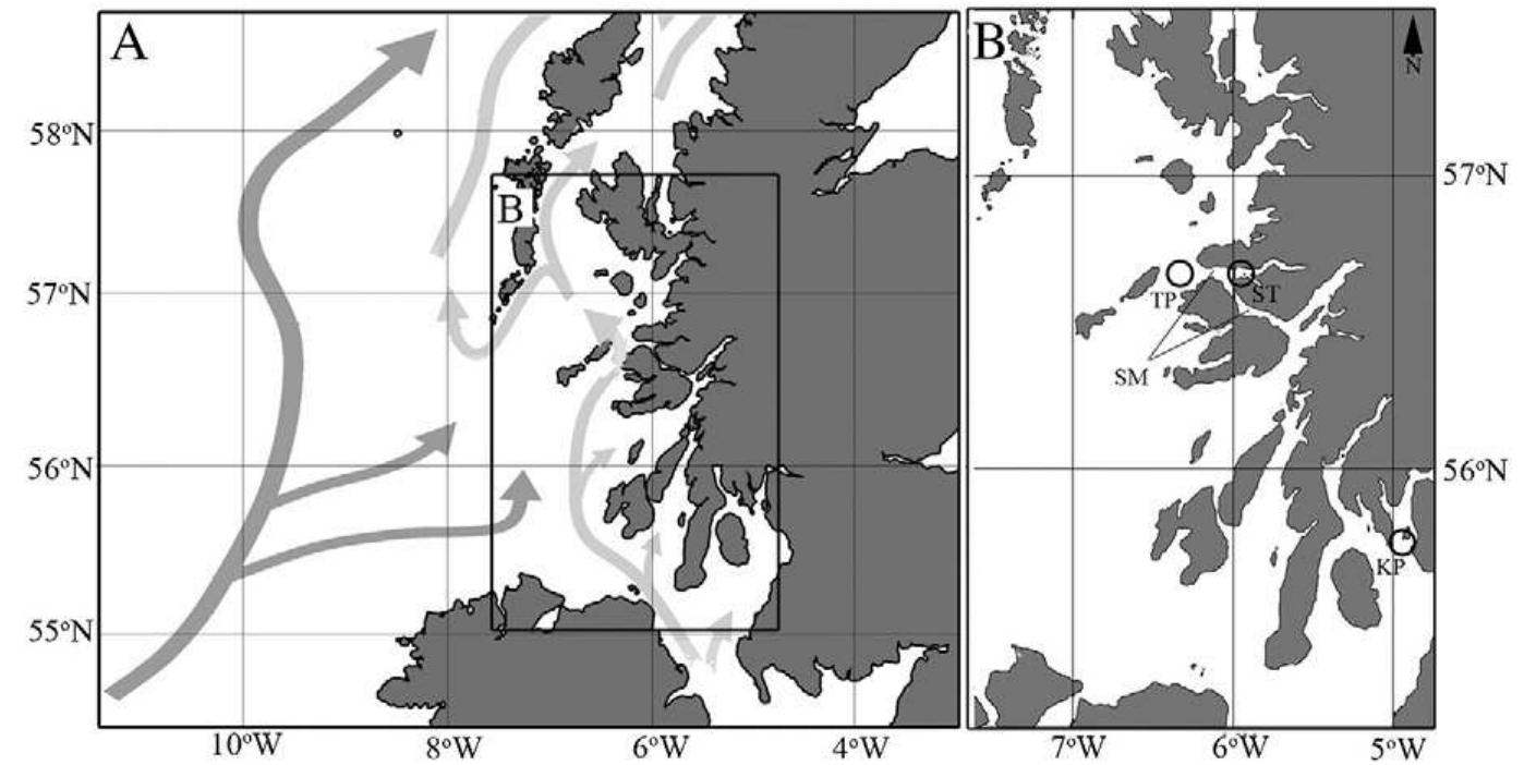 A) map of the sea of the hebrides with the approximate