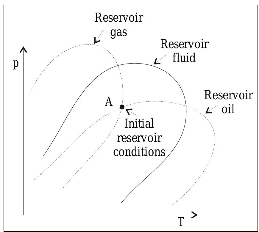11: phase diagram for the oil reservoir with a gas cap. the
