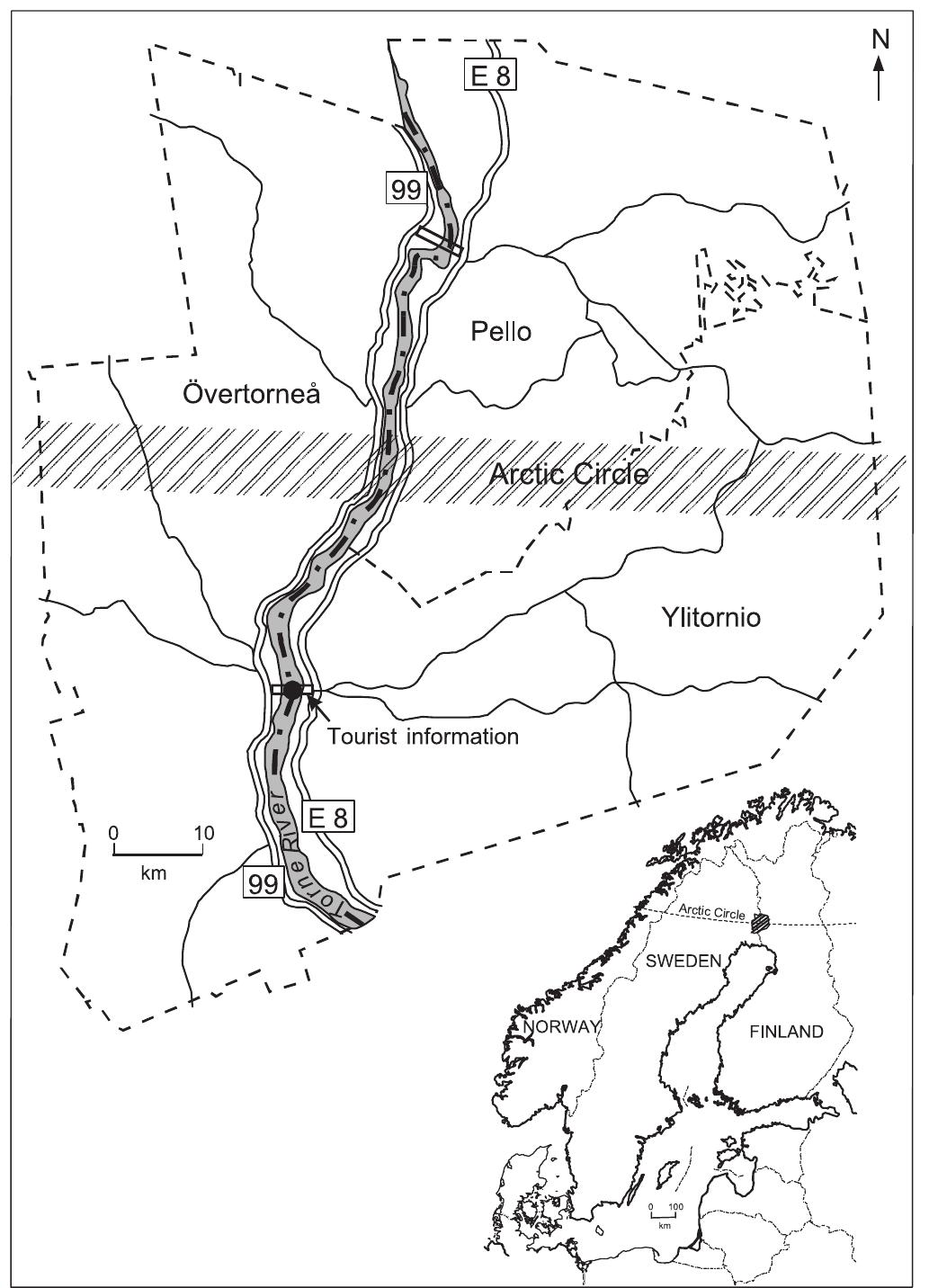 Tourist map of “destination arctic circle’. the arctic