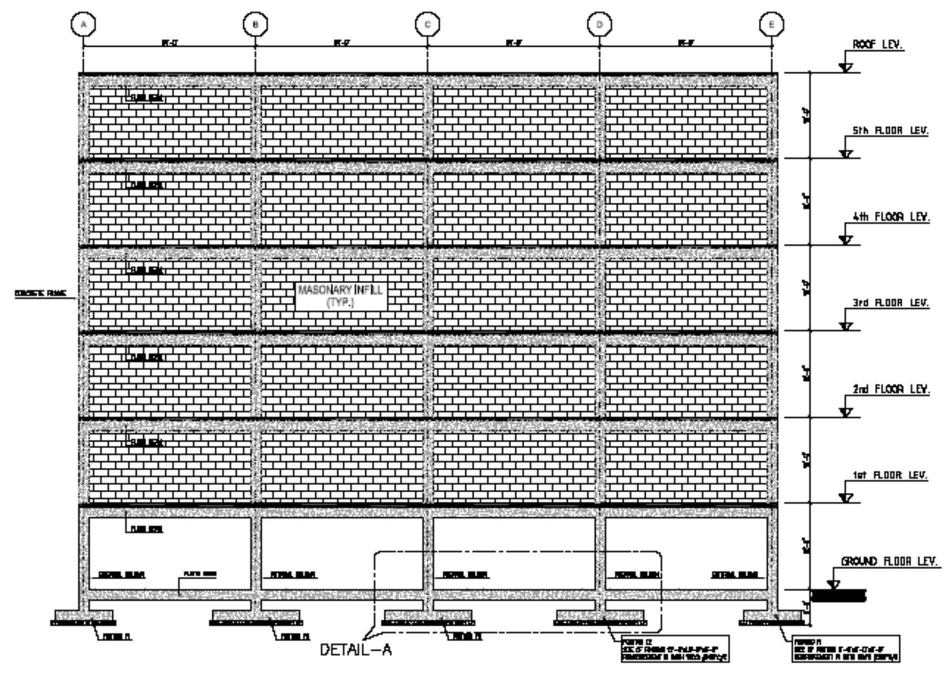Elevation of typigal urm infilled frame some repairs with no