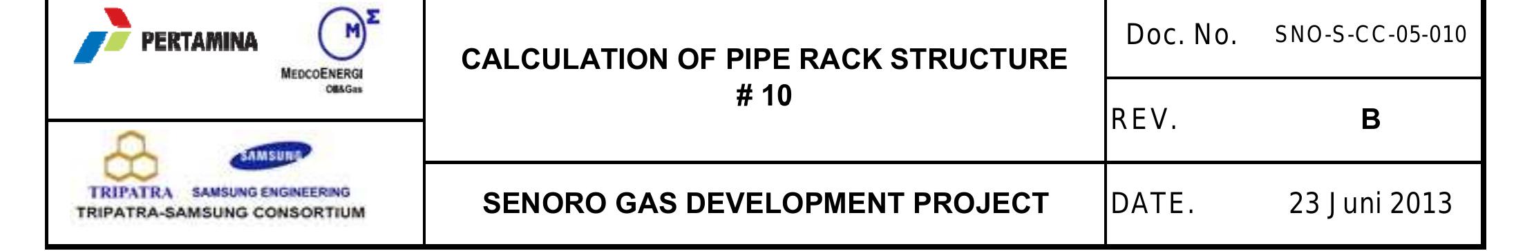 Figure 64 - CLIENT CALCULATION OF PIPE RACK STRUCTURE