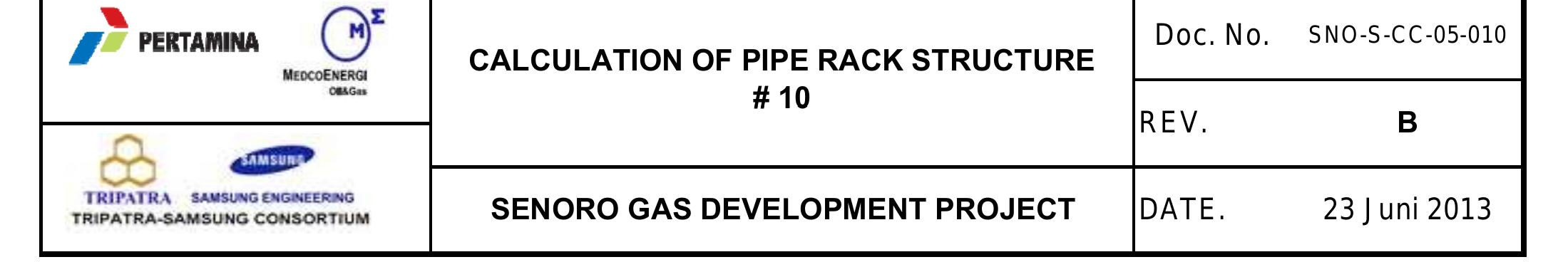 Figure 79 - CLIENT CALCULATION OF PIPE RACK STRUCTURE