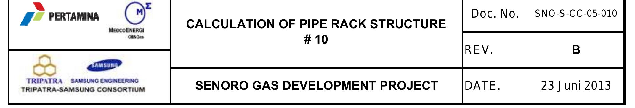 Figure 87 - CLIENT CALCULATION OF PIPE RACK STRUCTURE