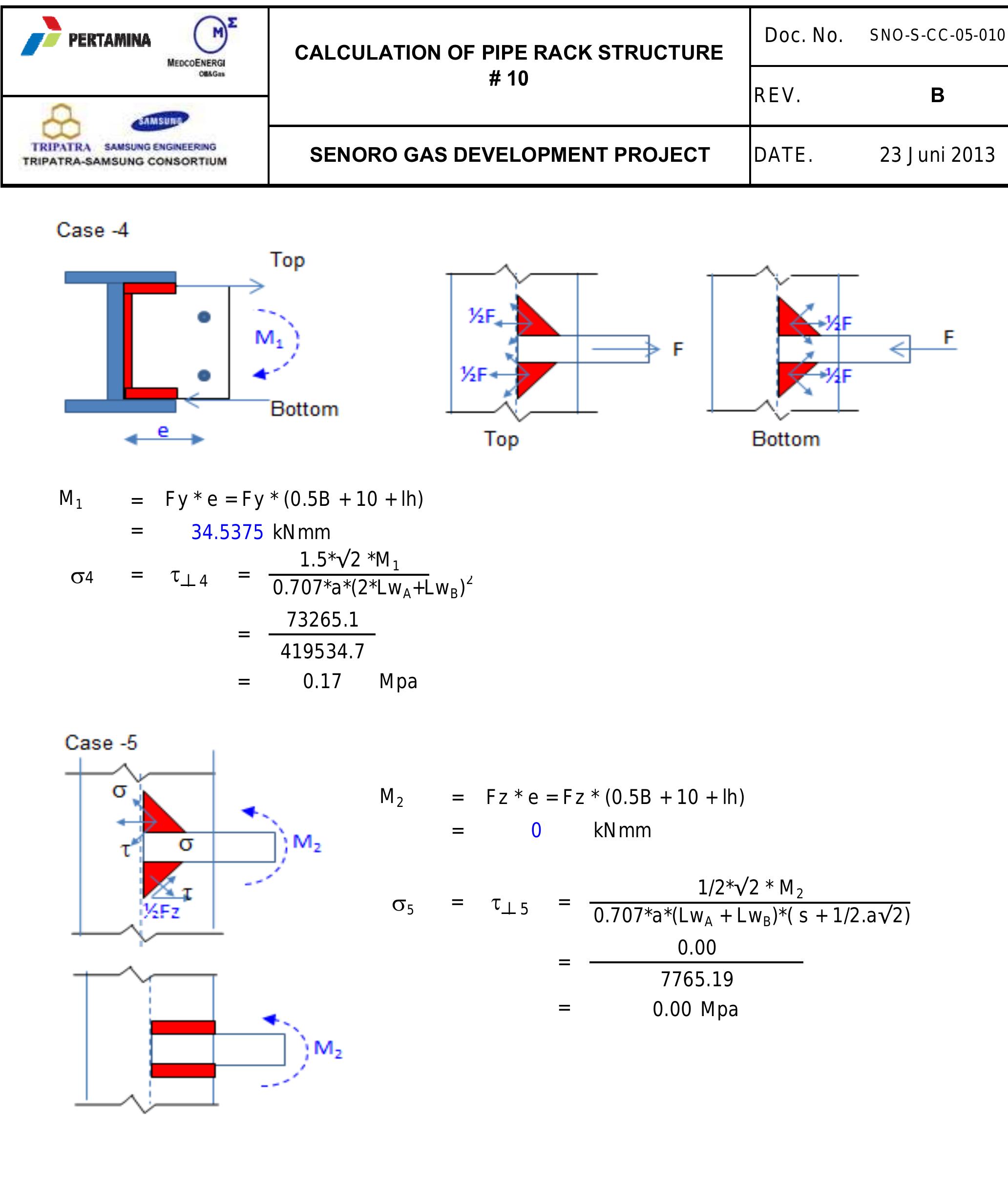 Figure 93 - CLIENT CALCULATION OF PIPE RACK STRUCTURE