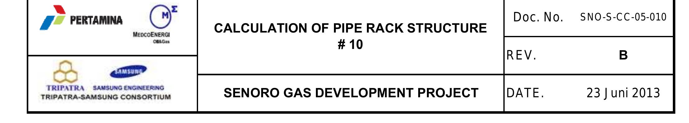Figure 97 - CLIENT CALCULATION OF PIPE RACK STRUCTURE