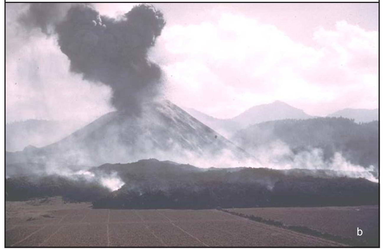 2. two photographs of erupting paricutin volcano: (a)